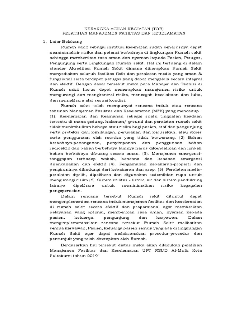 Tor Pelatihan MFK | PDF