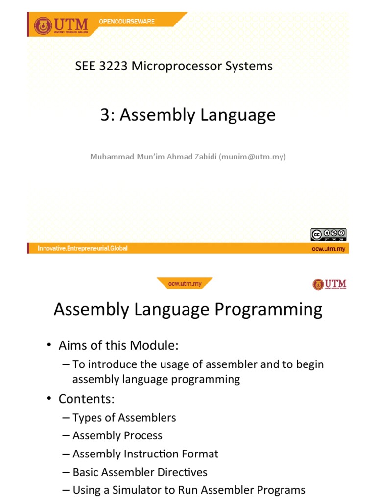 3: Assembly Language: SEE 3223 Microprocessor Systems | PDF | Assembly Language | Source Code