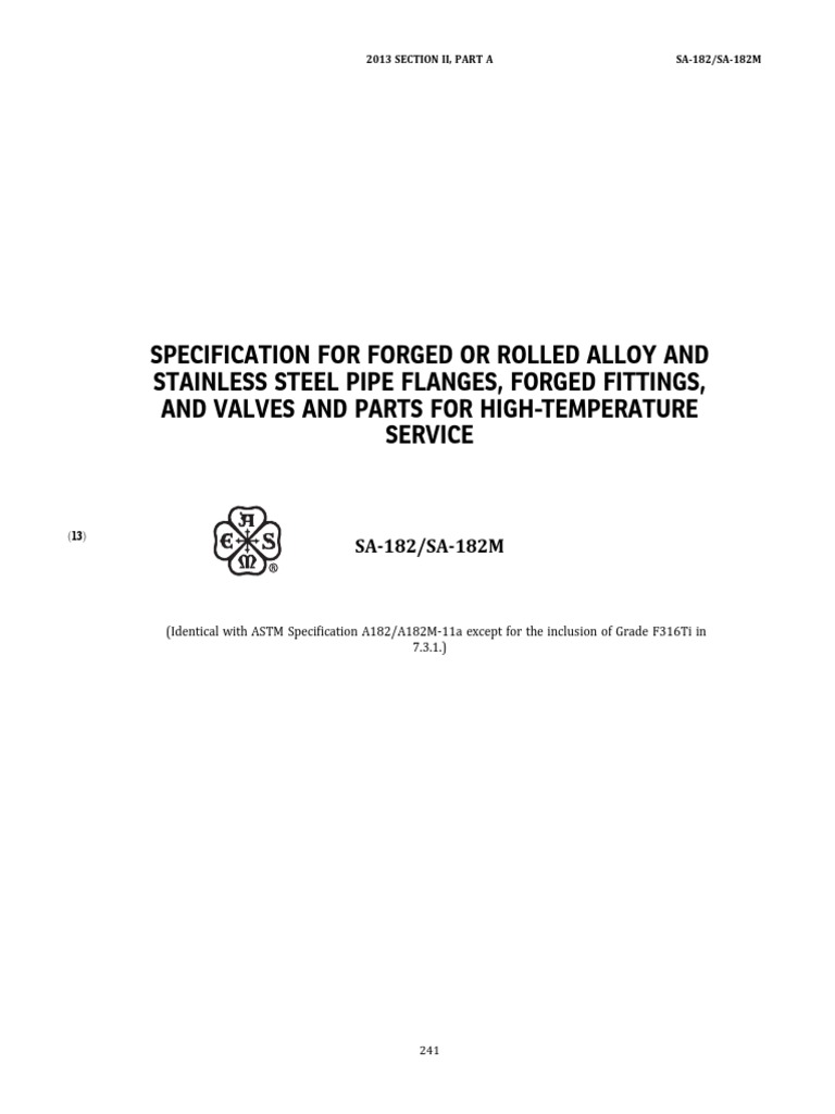 Sa-182 Forgings PDF | Download Free PDF | Heat Treating | Stainless Steel