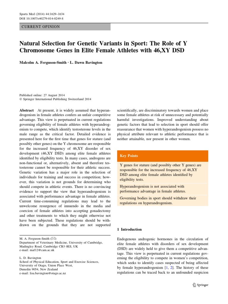 Natural Selection For Genetic Variants in Sport: The Role of Y ...