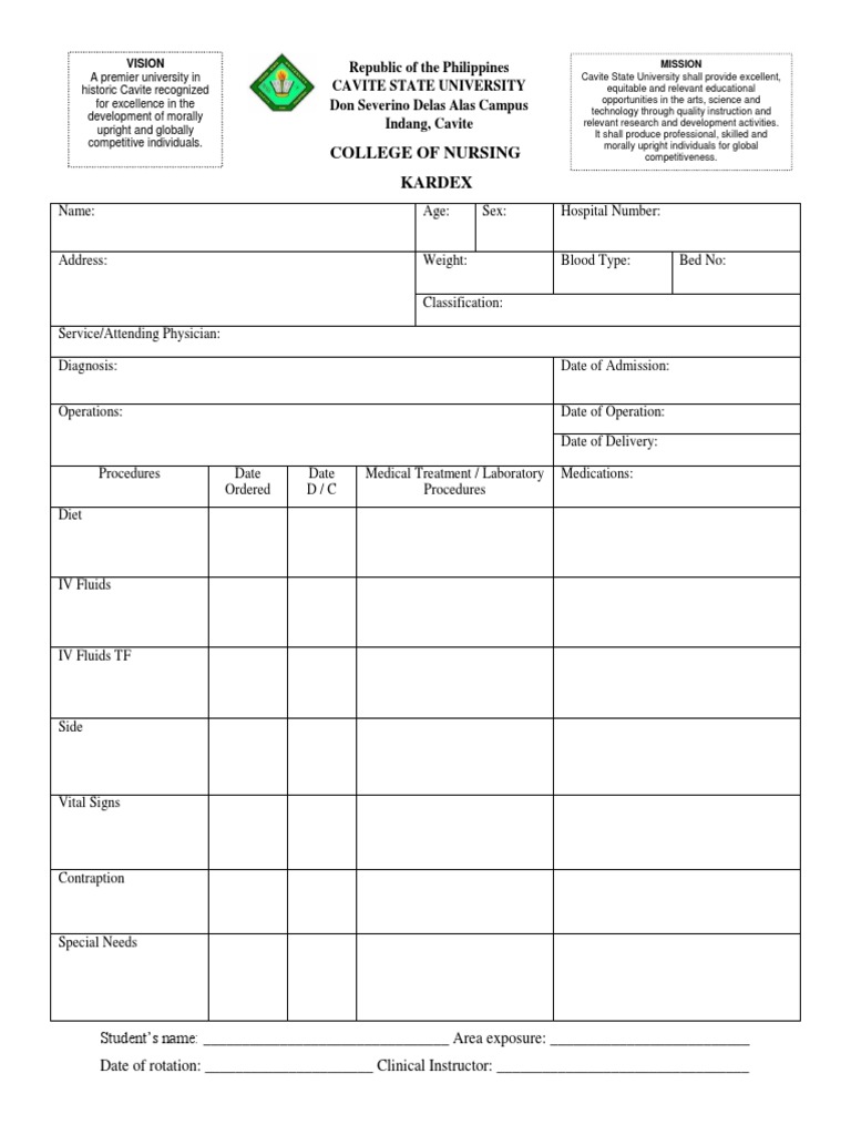 College of Nursing Kardex | PDF | Health Care | Medicine