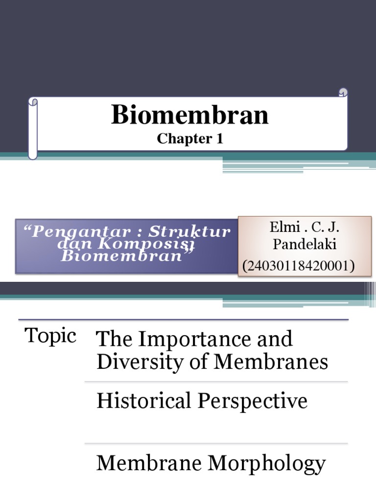 Chapter 1. Introduction The Structure and Composition of Biomembranes ...