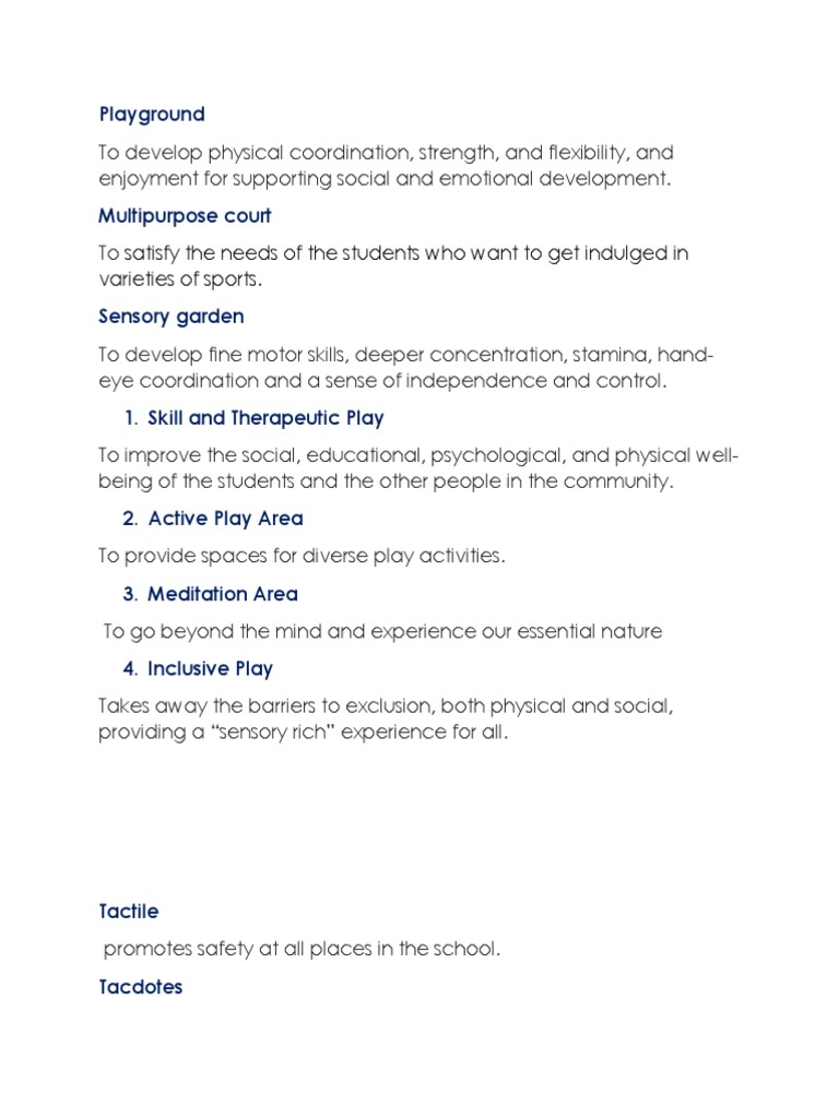 40-character playground sensory garden playground | PDF | Visual ...