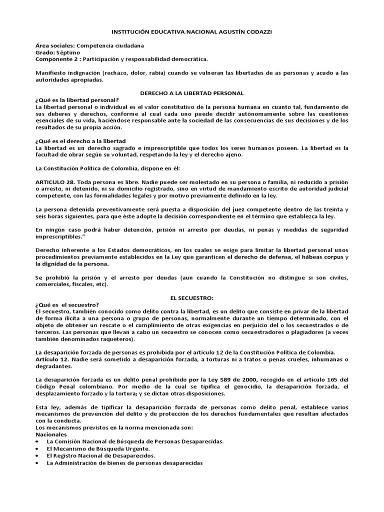 Derecho A La Libertad Personal Original | PDF | Derecho a asesoramiento ...