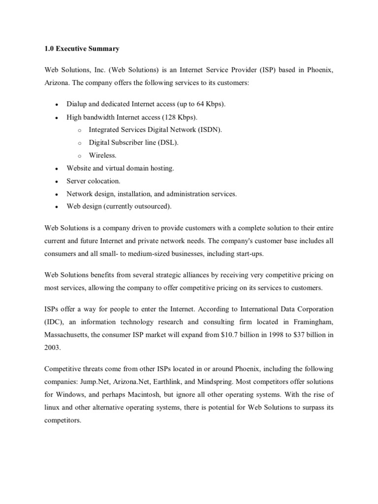 ISP Business Plan | Internet Service Provider | Internet