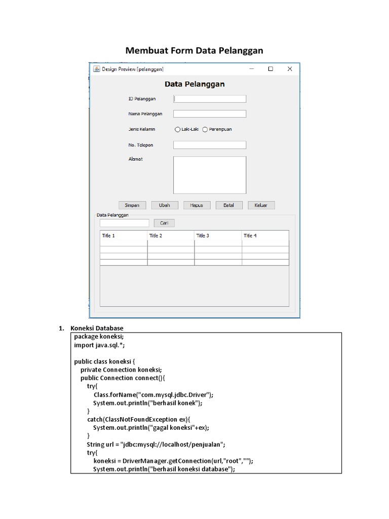 Membuat Form Data Pelanggan dengan Java dan MySQL | PDF | Databases ...