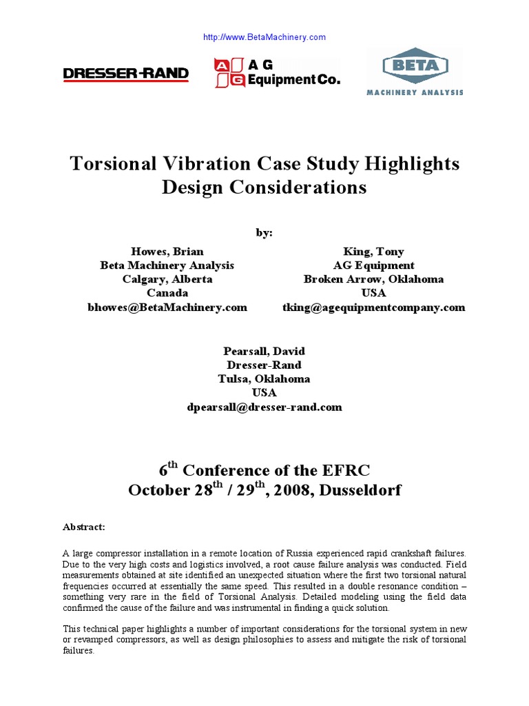 Torsional Vibration Case Study Highlights Design Considerations | PDF ...