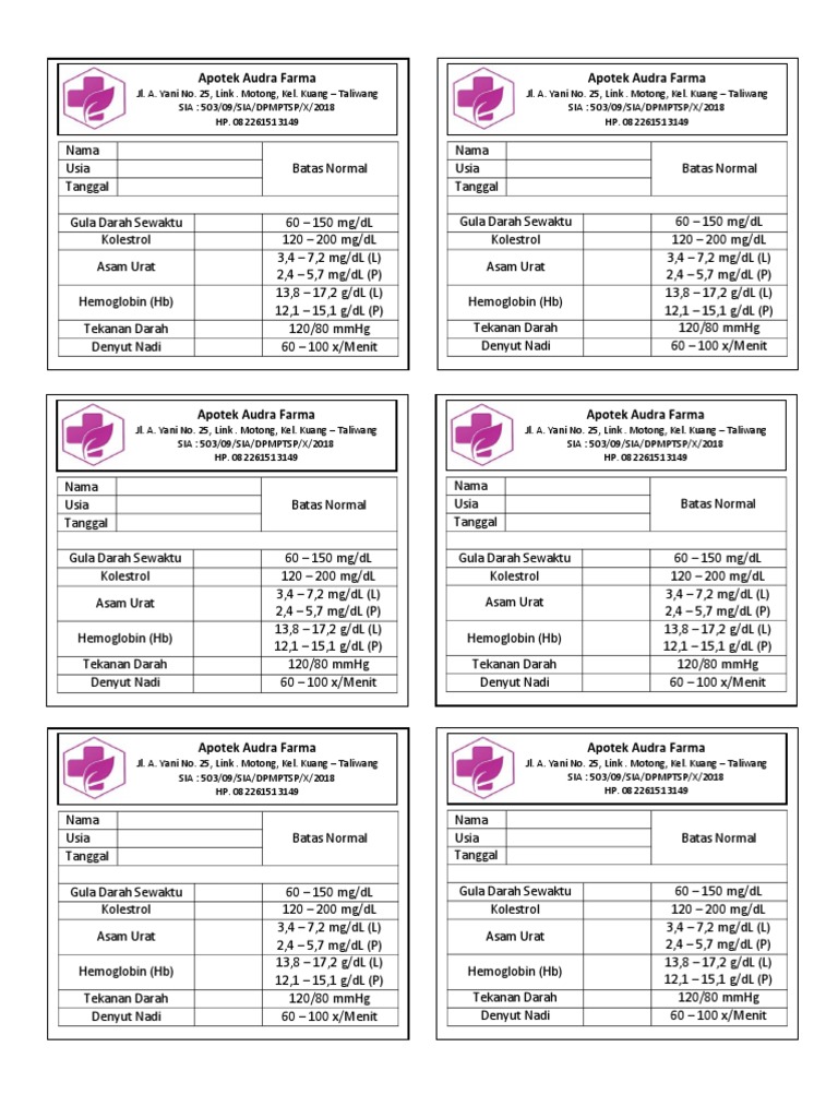 Blangko Cek Lab | PDF