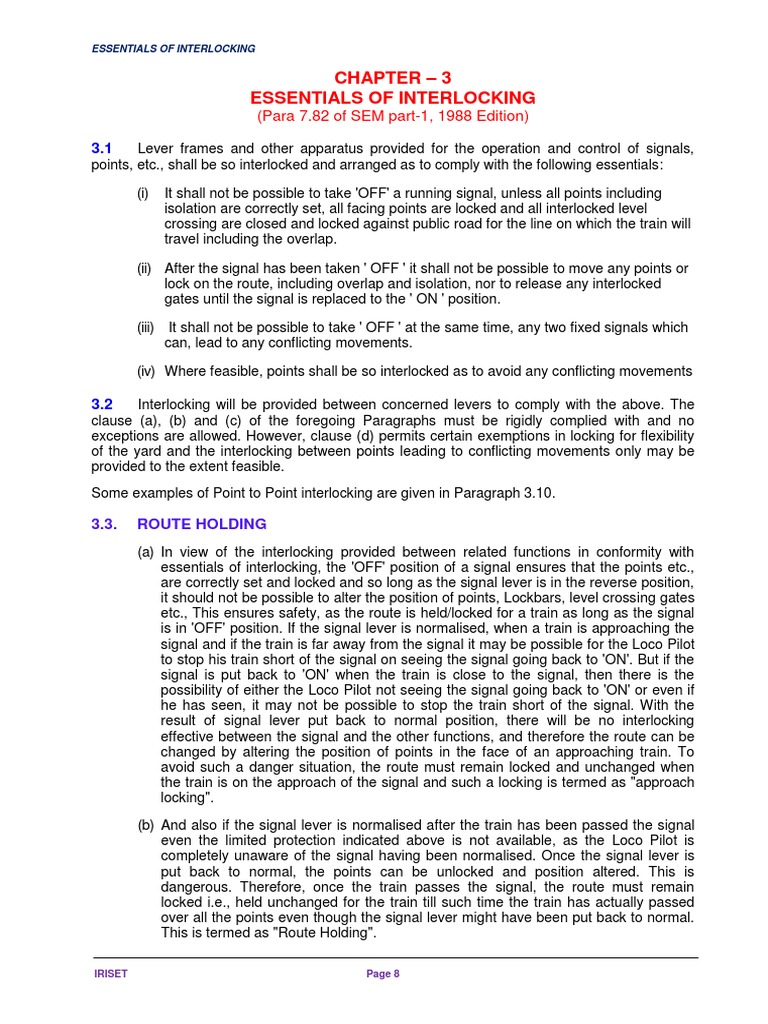 Chapter 3 - Essentials of Interlocking | PDF | Rail Infrastructure ...
