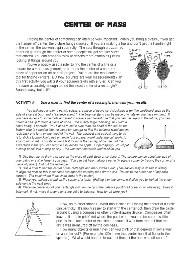 Center of Mass Physics Lab | PDF | Center Of Mass | Weight