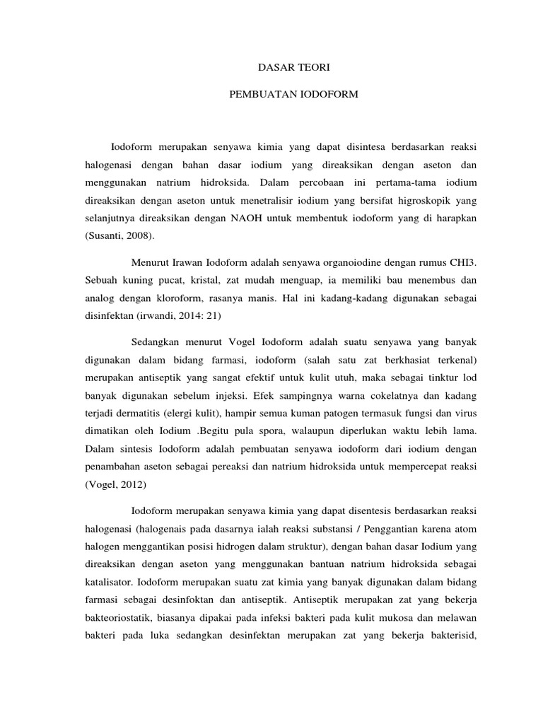 Dasar Teori Sintesis Iodoform | PDF | Pengembangan Diri | Sains ...