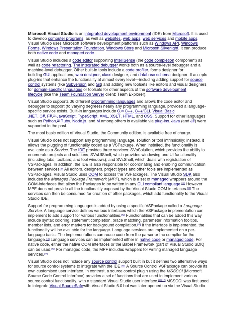Visual Studio Notes | PDF | Microsoft Visual Studio | Computer ...