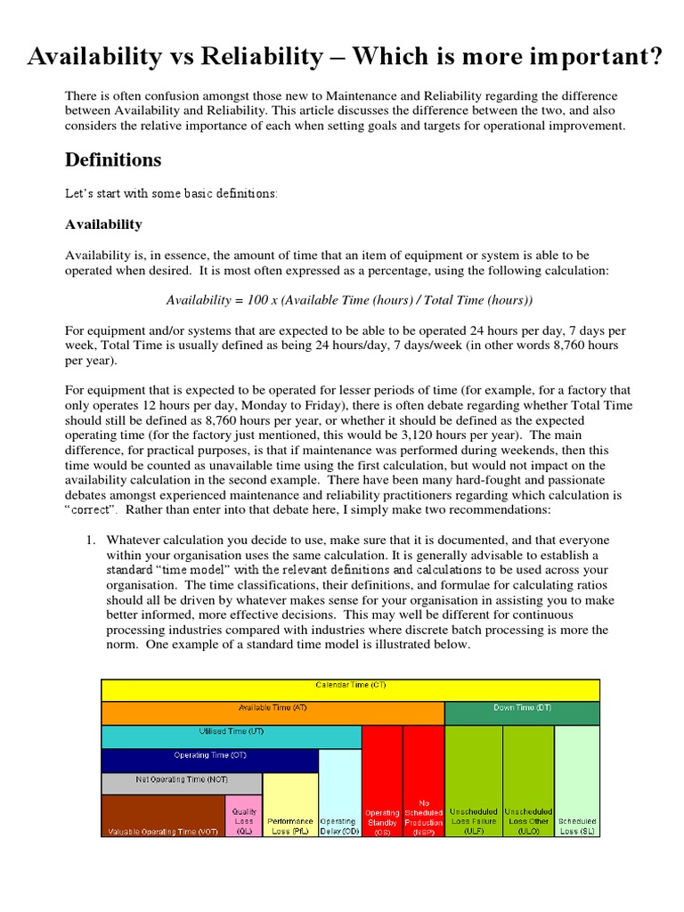 Availability Vs Reliability | PDF | Reliability Engineering | Computing