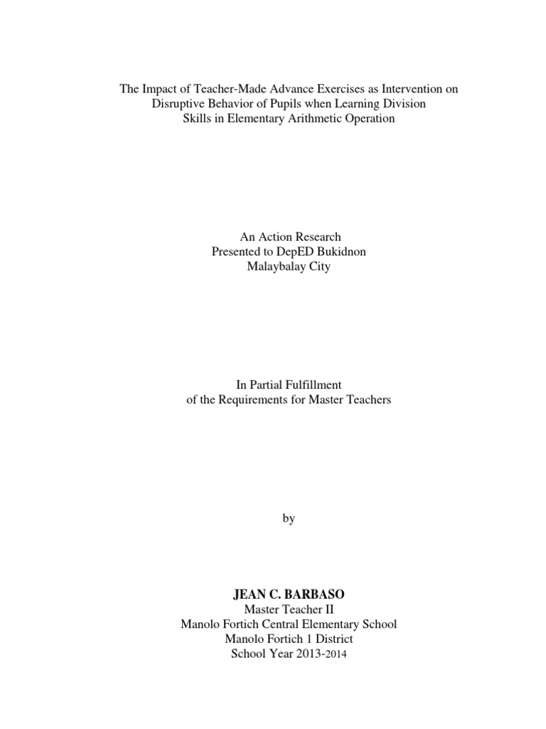 ACTION RESEARCH 2013-2014 Cover Page | PDF | Experiment | Scientific Method