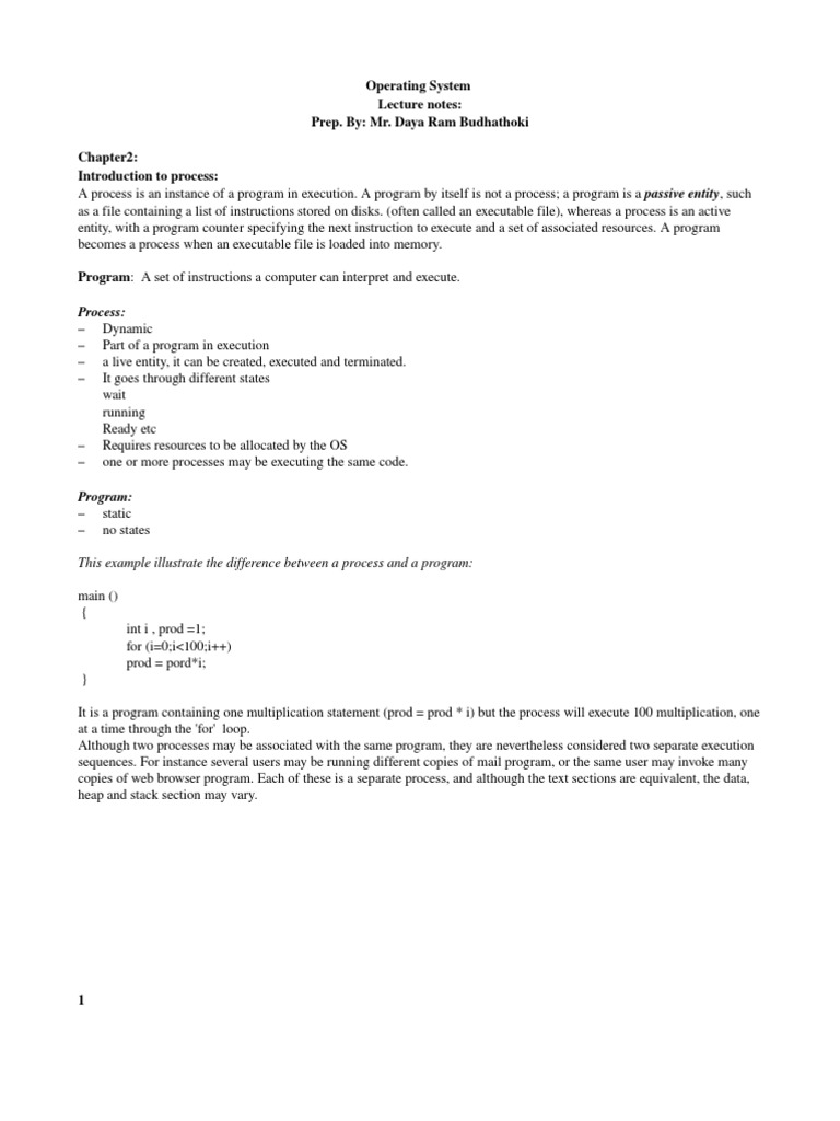 Chapter2 Process | PDF | Thread (Computing) | Process (Computing)