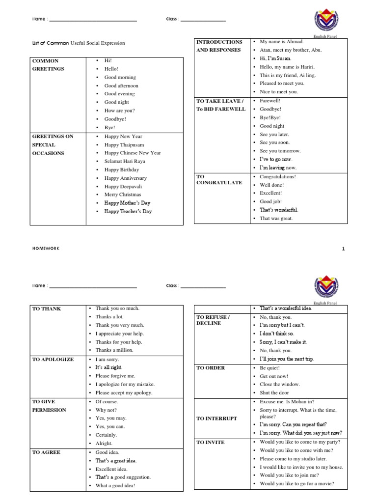 Common Social Expressions: A Guide to Useful Phrases for Greetings ...