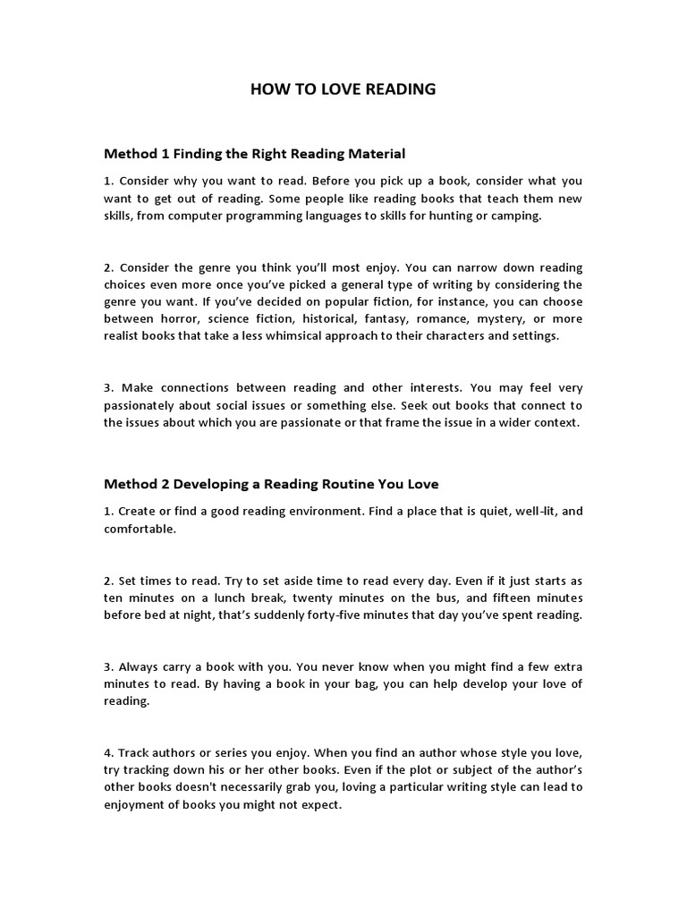 How to Cultivate a Love for Reading | PDF | Reading (Process) | Reason