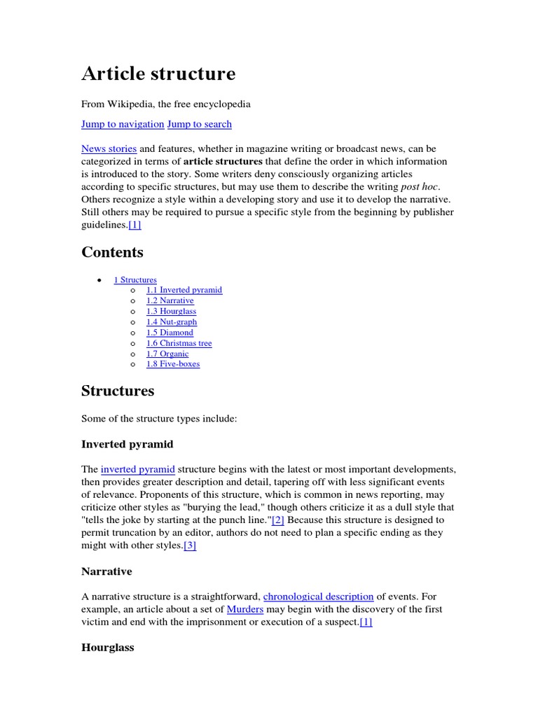 Article Structure: Jump To Navigation Jump To Search News Stories | PDF ...