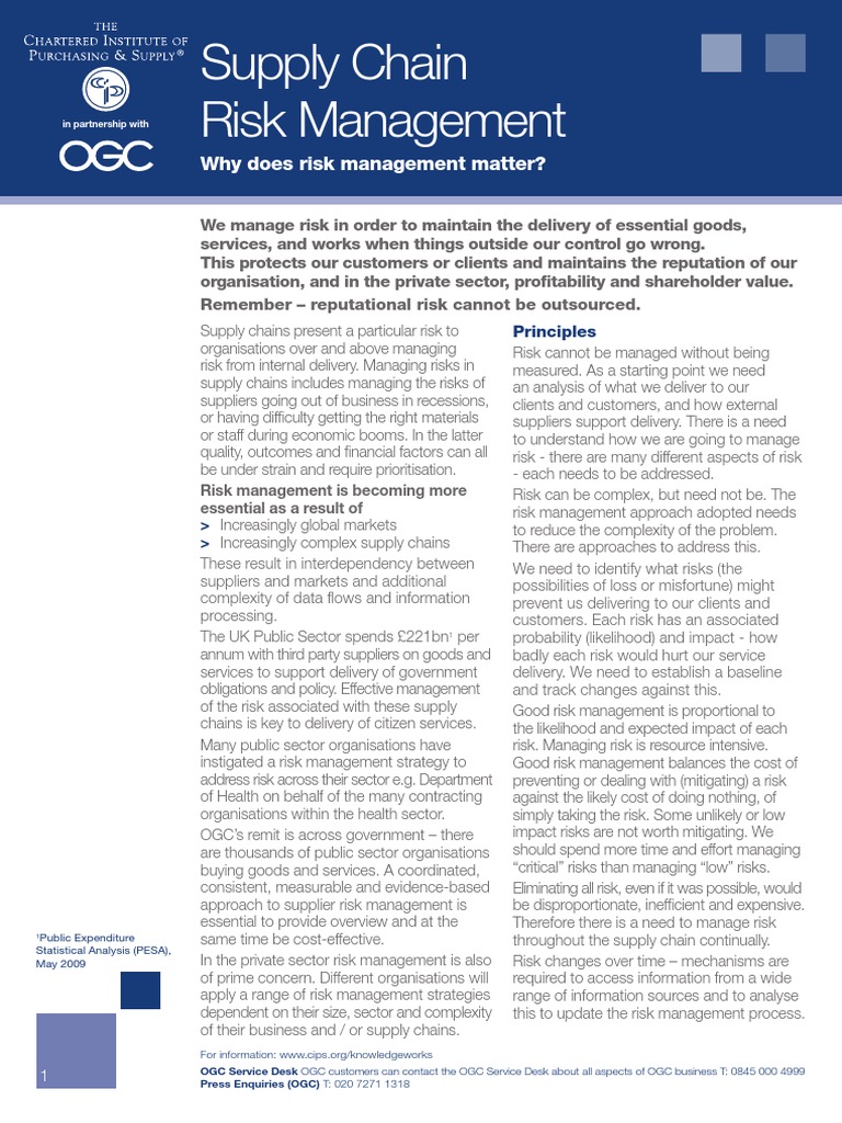Supply Chain Risk | PDF | Risk Management | Supply Chain