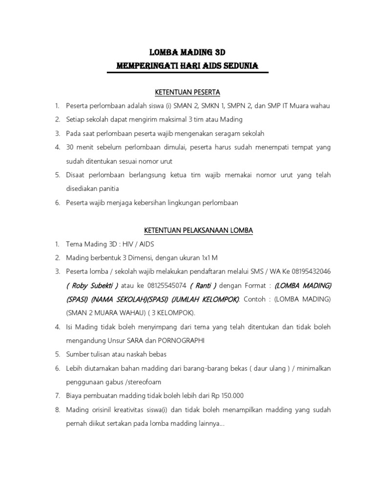 Juknis Lomba Mading 3D | PDF