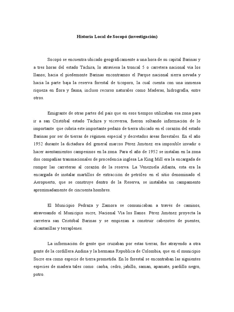 Historia de Socopó: Fundadores y Desarrollo | PDF | Viajes y turismo ...