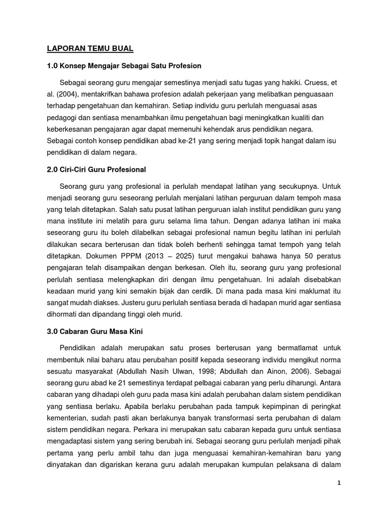 Laporan Temu Bual | PDF | Pengembangan Diri
