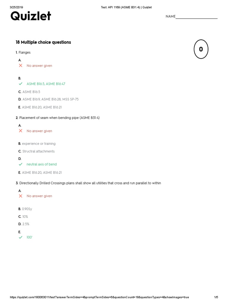 API 1169 Quizlet Test Overview | PDF | Mechanical Engineering ...