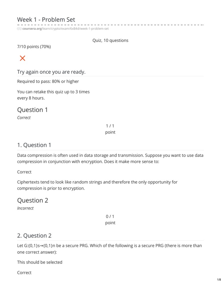 Week 1 - Problem Set | PDF | Cryptography | Key (Cryptography)