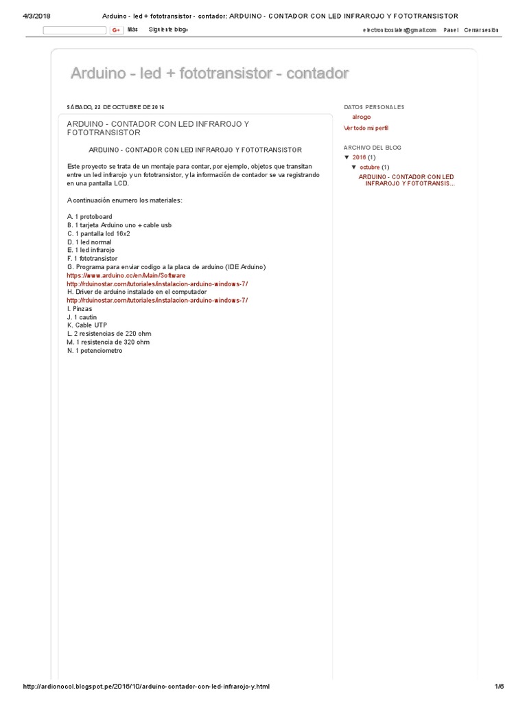 Arduino - Led + Fototransistor - Contador - ARDUINO - CONTADOR CON LED ...