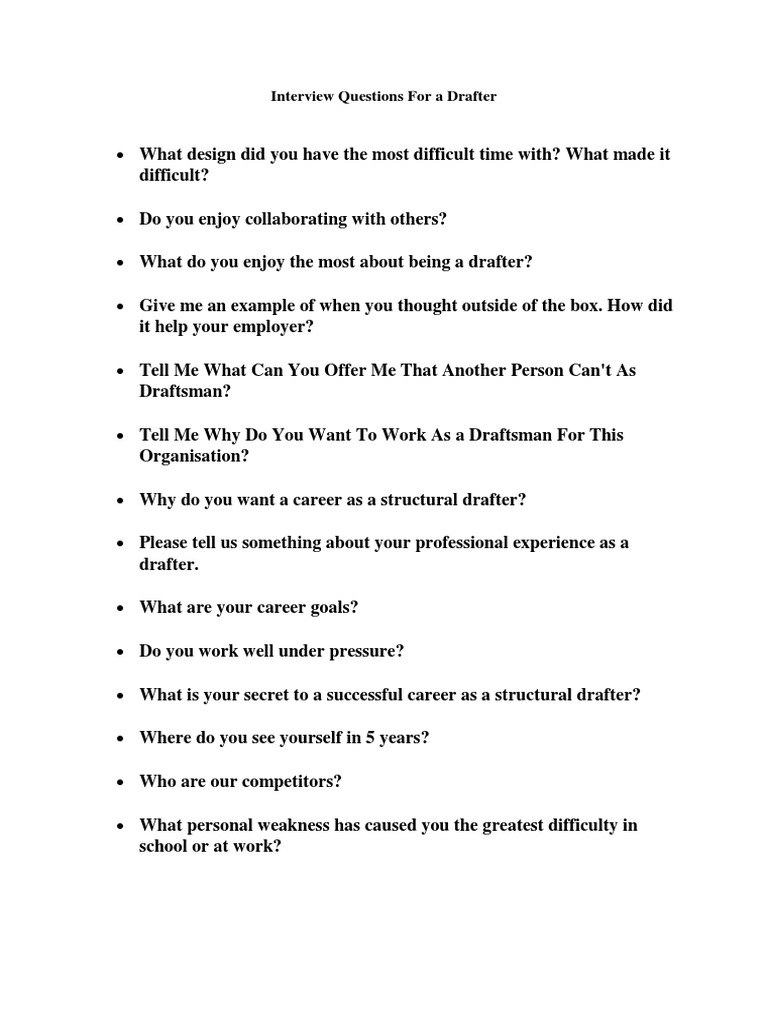 Interview Questions For A Drafter | PDF