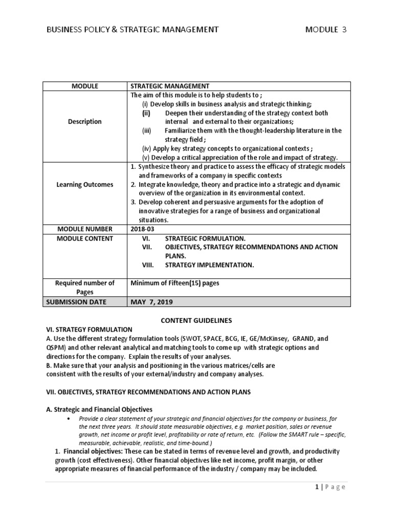 Strama Paper - Module 3 | PDF | Feasibility Study | Strategic Management