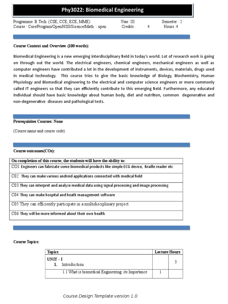 Biomedical Engineering Overview | PDF | Biomedical Engineering | Engineering