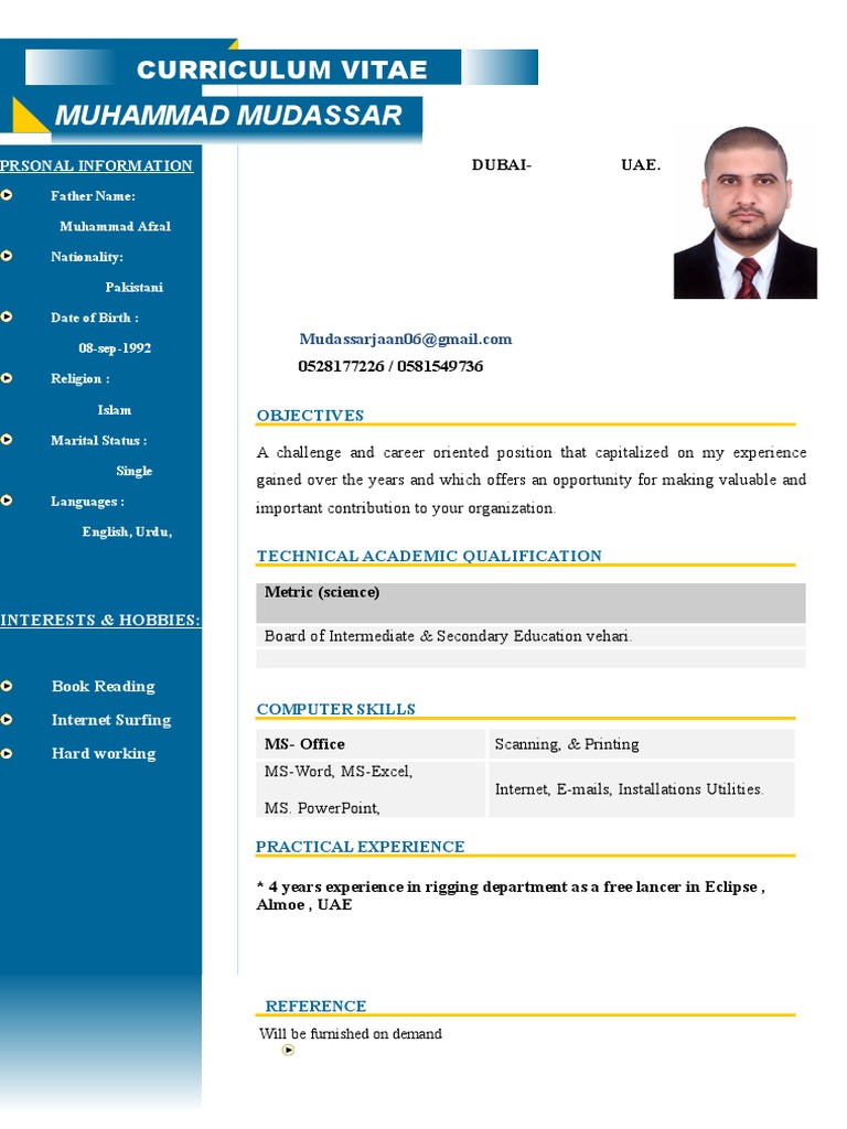 Muhammad Mudassar: Curriculum Vitae | PDF