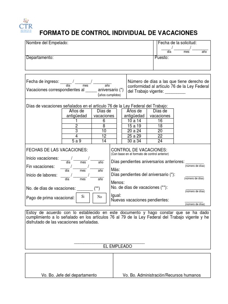 FORMATO SOLICITUD DE VACACIONES | Gobierno | Política