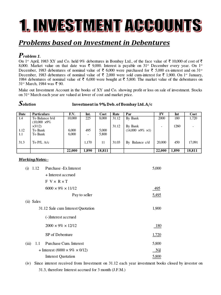 Investment Accounting Problems Explained | PDF | Stocks | Dividend