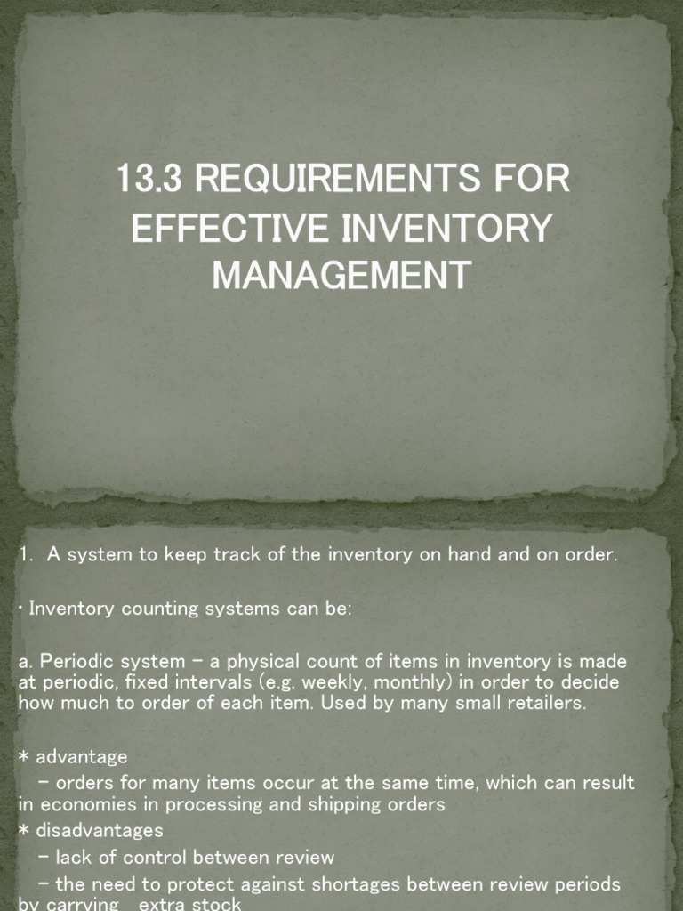 Requirements For Effective Inventory Management | PDF | Point Of Sale ...