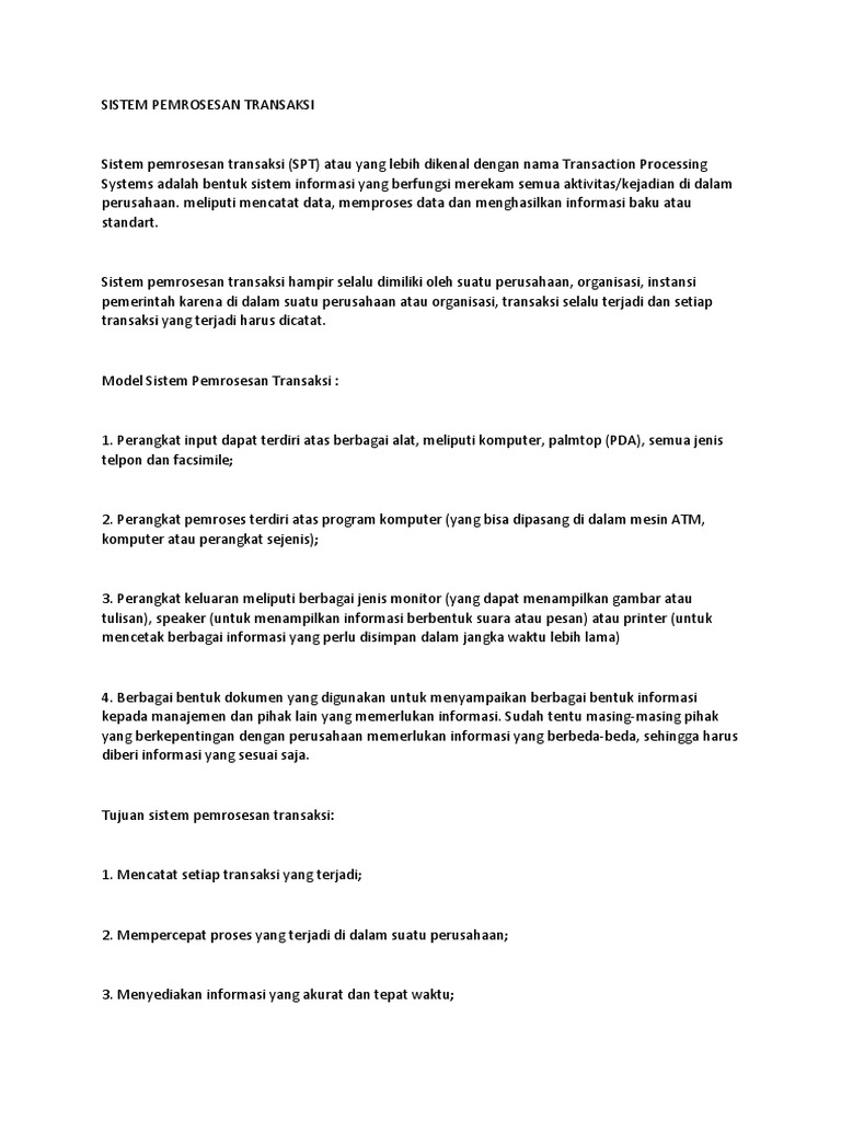Sistem Pemrosesan Transaksi | PDF