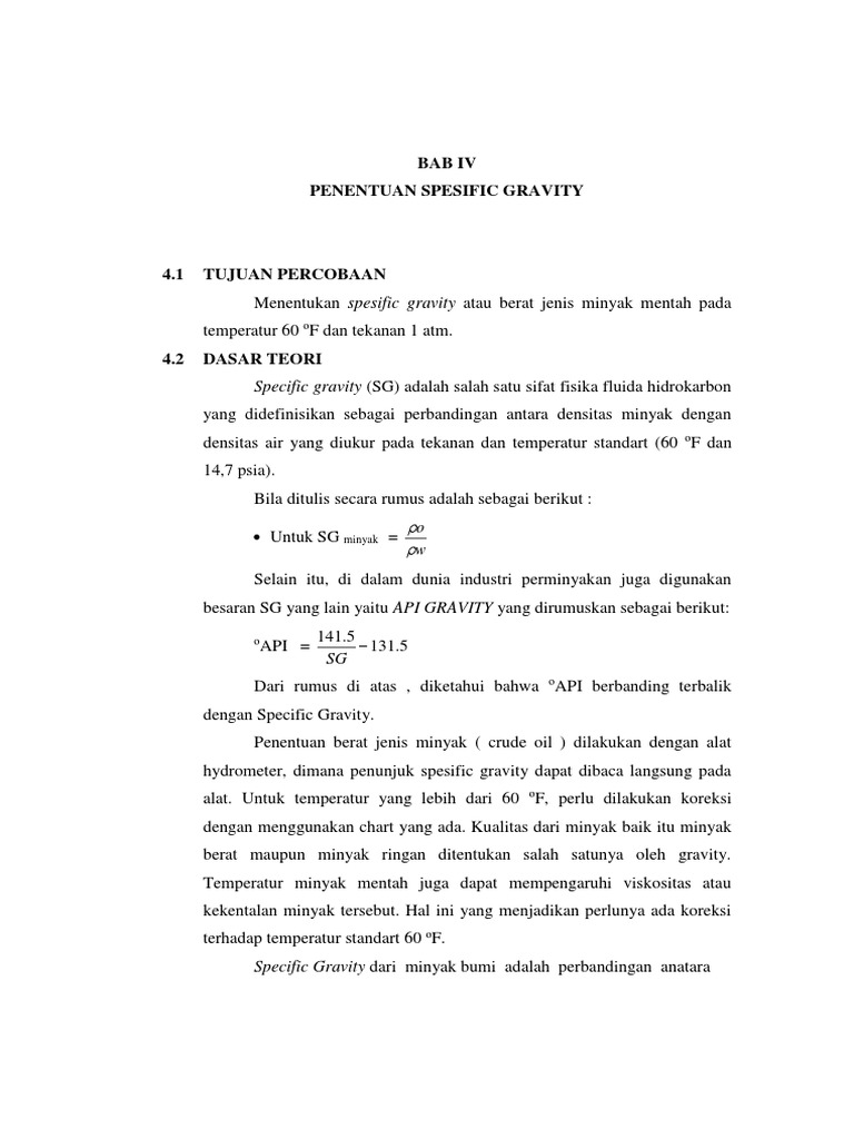 Bab 4 Penentuan Specific Gravity Pdf