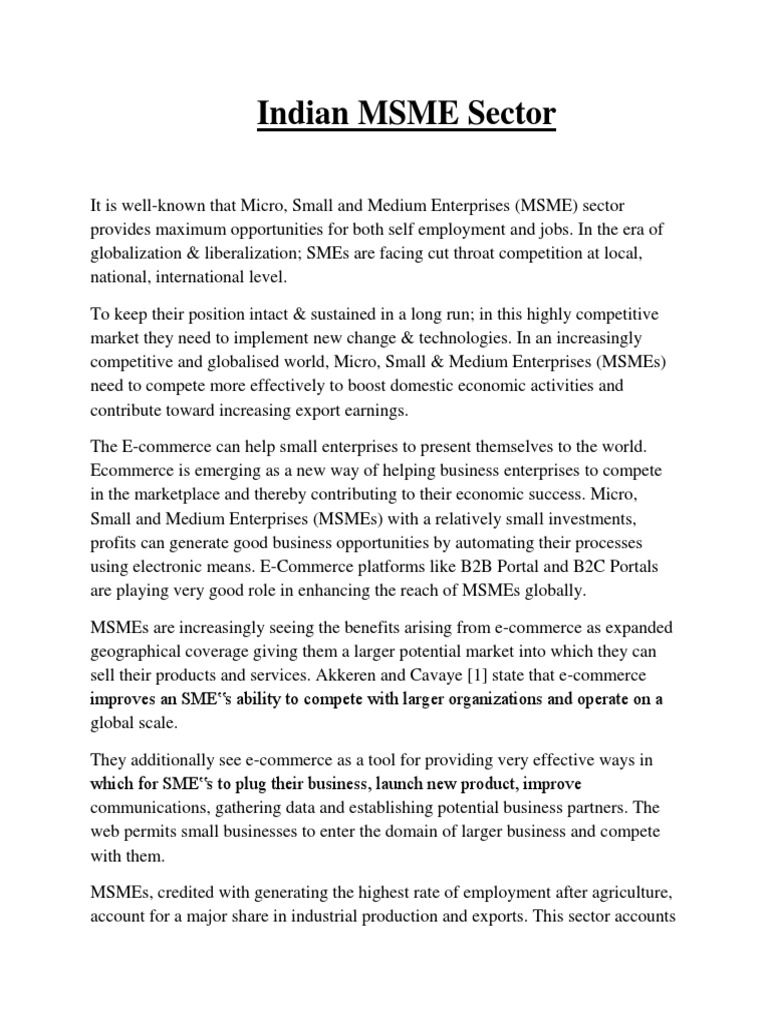 Indian MSME Sector | PDF | Small And Medium Sized Enterprises | Gross ...