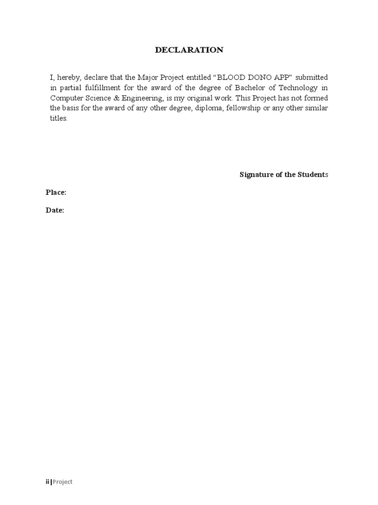 Declaration: Signature of The Students Place: Date | PDF
