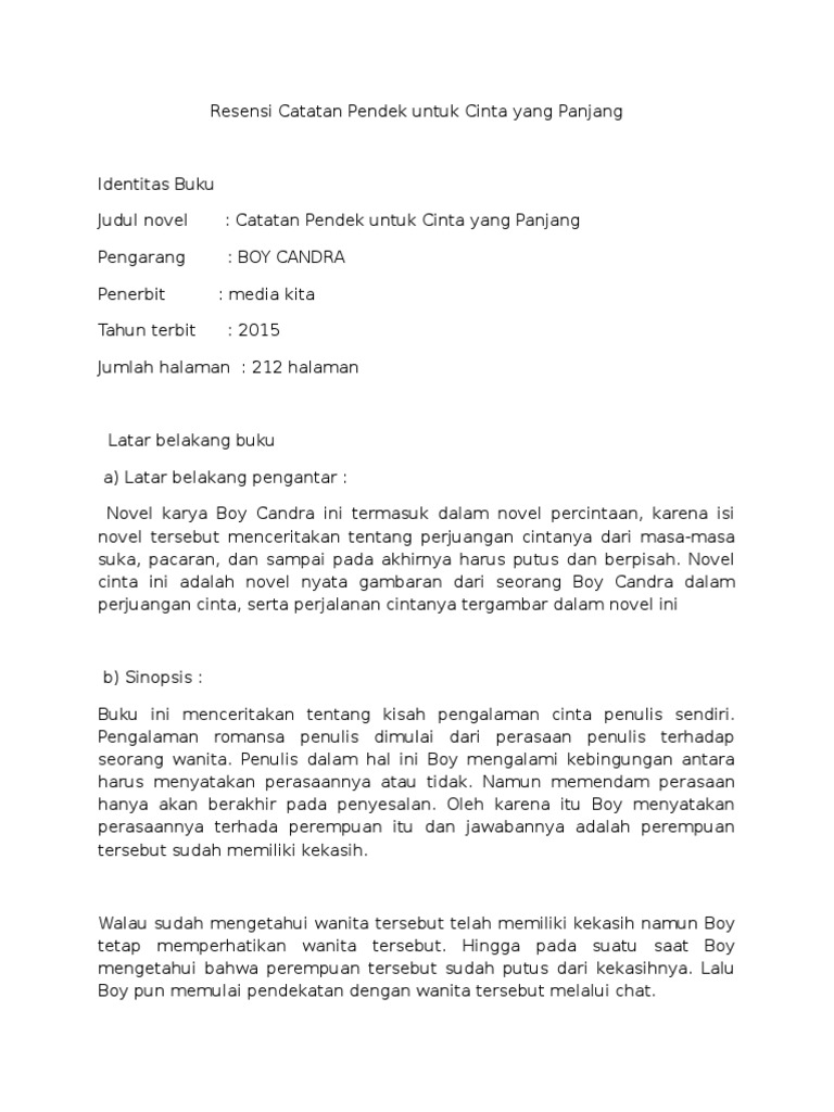 Catatan Pendek Untuk Cinta Yang Panjang 2 | PDF