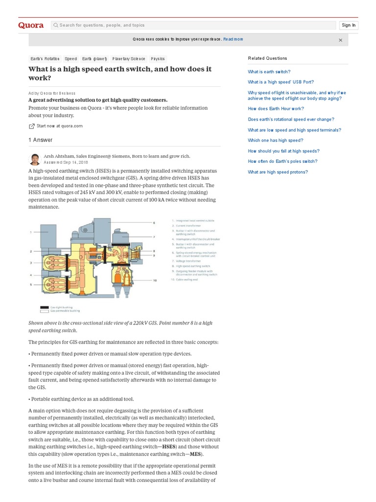 What Is A High Speed Earth Switch, and How Does It Work - Quora PDF ...