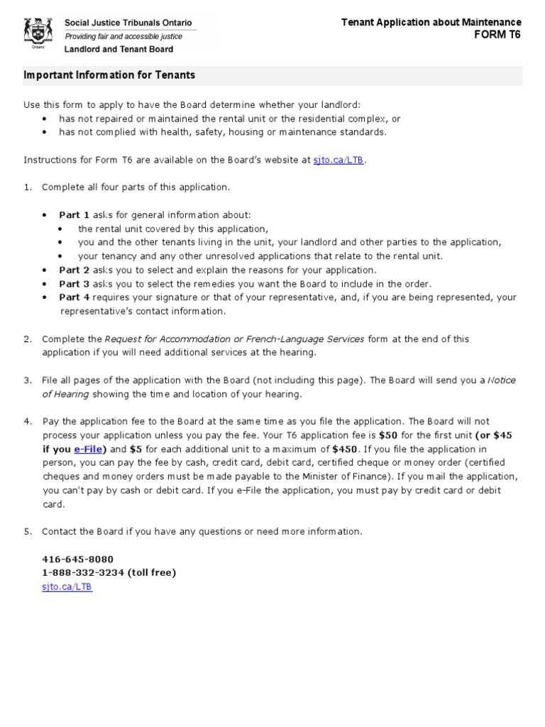 LTB Form For Maintenance Issues | PDF | Landlord | Credit Card