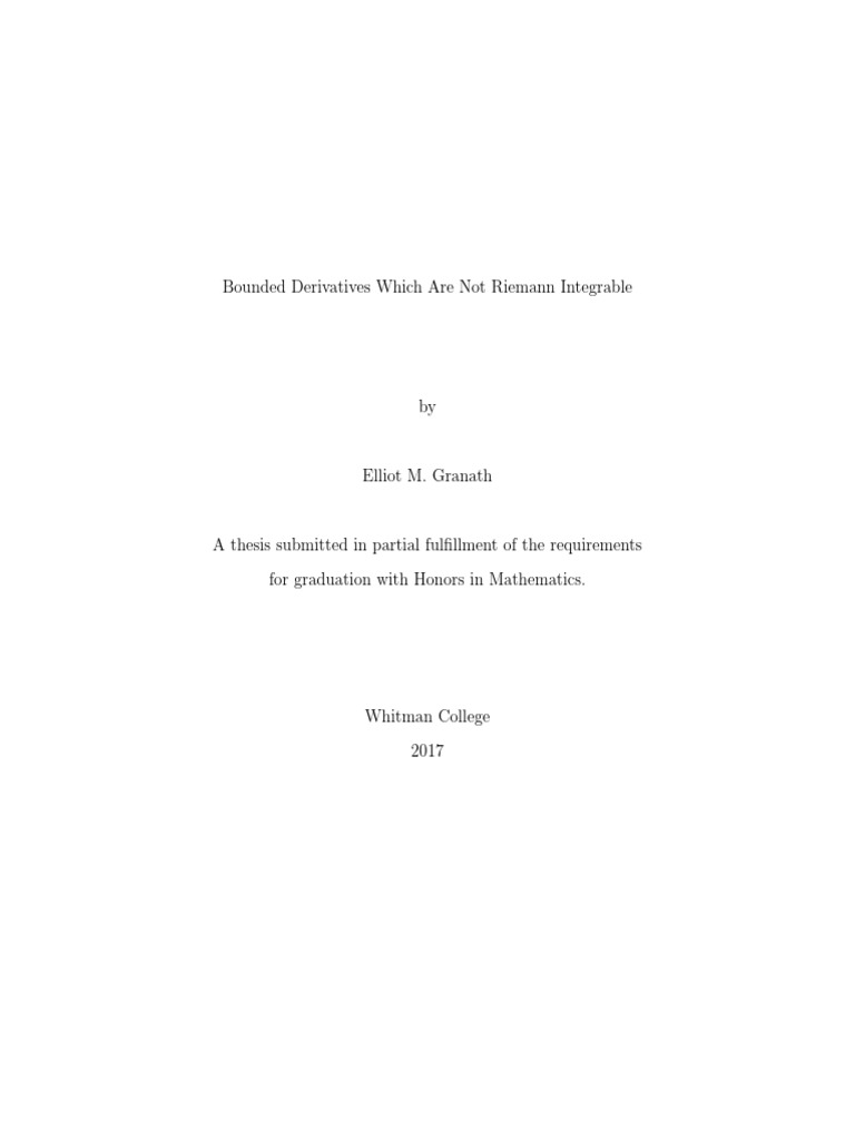 Non-Riemann Integrable Bounded Derivatives | PDF | Integral ...