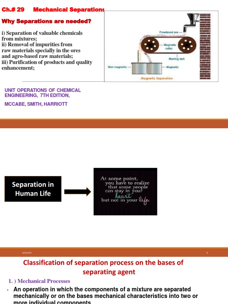 Mechanical Separations Techniques and Applications in Chemical ...