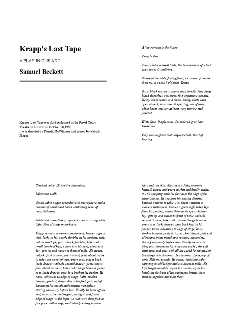 Beckett - Krapp's Last Tape PDF | PDF