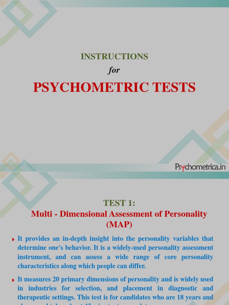 Psychometric Test Instructions | PDF | Memory | Applied Psychology