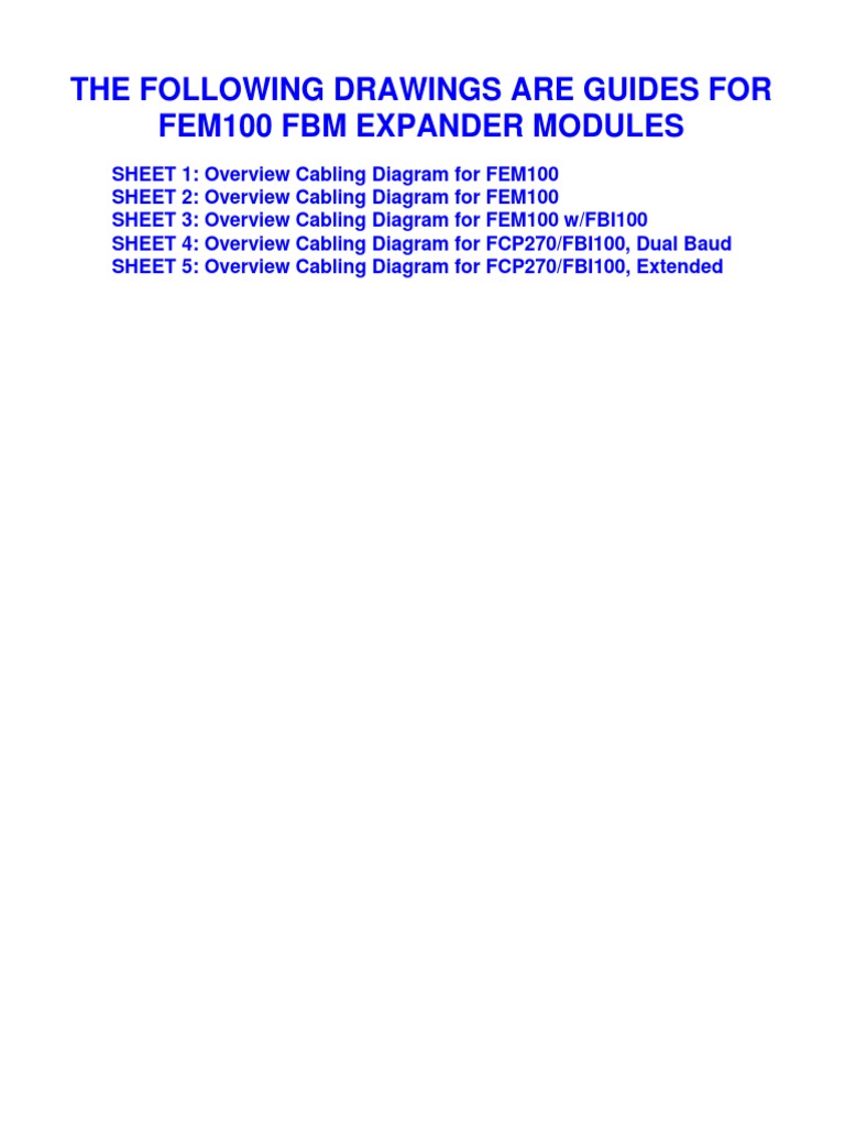 FEM100 Cabling Diagrams Overview | PDF | Electrical Connector | Optical ...