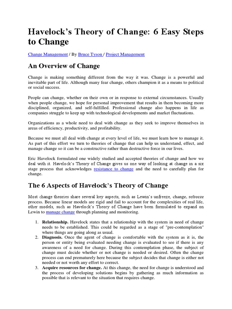 Havelock’s Theory of Change: 6 Easy Steps to Change | Change Management ...