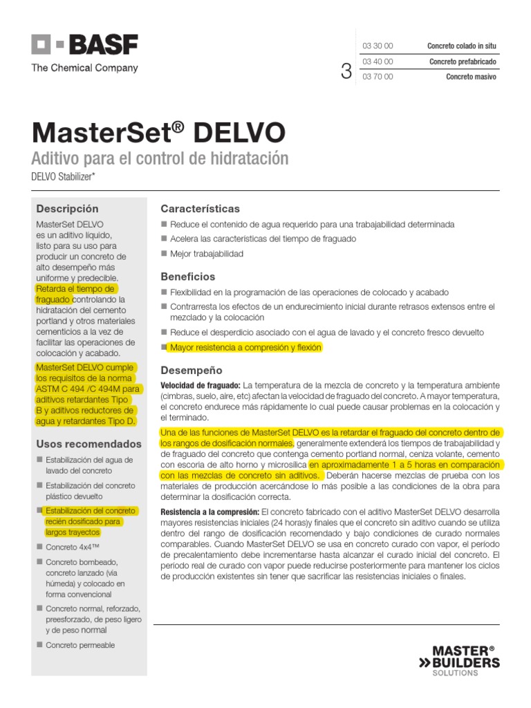 MasterSet DELVO | PDF | Hormigón | Cemento